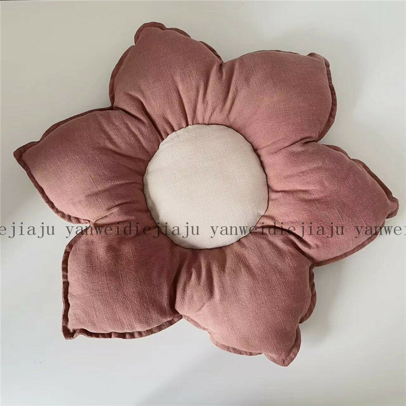 Декоративная подушка nordic inspired plant floral с тканым хлопковым льном для дома, brick, 45x45 см