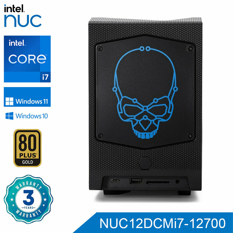 Intel NUC NUC12DCMi7 (Core i7-12700 (4.90GHz), 64GB RAM, 1024GB SSD, Intel UHD Graphics, Windows 11 Pro), черный