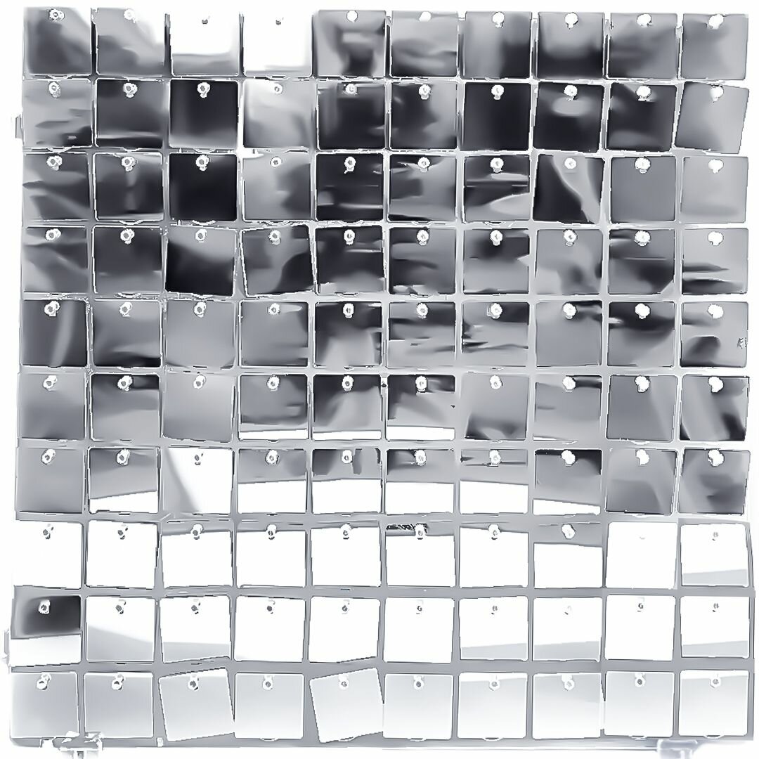 Декоративная панель Волна веселья "Пайетки", прозрачная основа, 30х30 мм, серебристая, Металлик