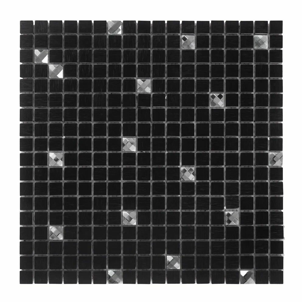 Плитка мозаика КерамограД алюминевая на сетке для ванной и душевой, влагостойкая износостойкая, 30х30см / 1 сетка