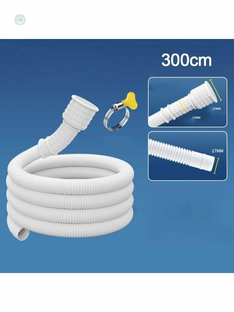 Сливной шланг для стиральной машины, белый пластиковый шланг большого диаметра с зажимом, гибкий и обрезаемый, 1-3 м, без протечек