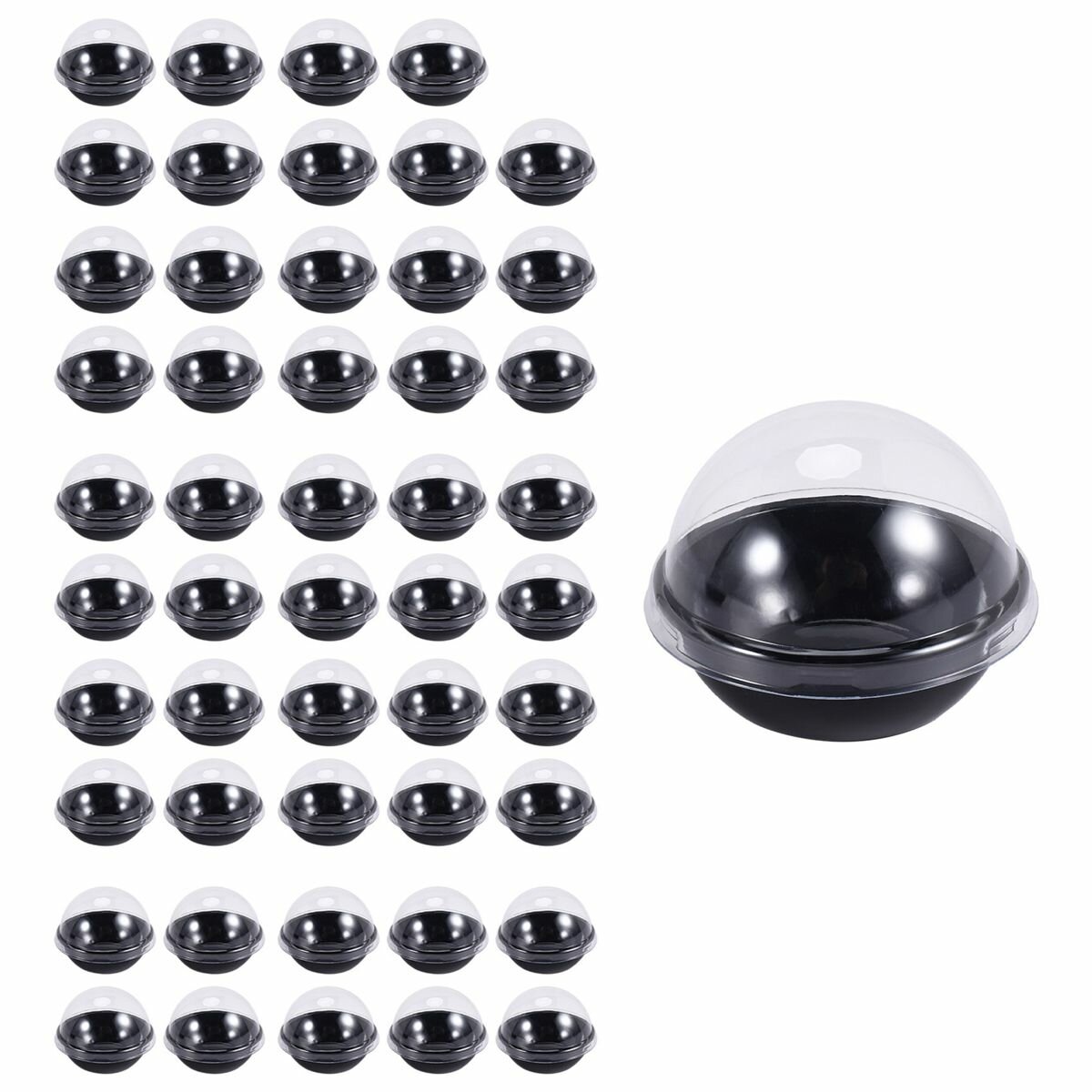 50 шт. прозрачных пластиковых мини-контейнеров для кексов, индивидуальная упаковка, коробки для угощений с купольными крышками для маффинов-макарун