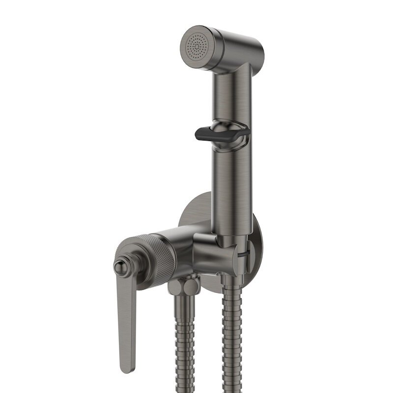 Гигиенический душ со смесителем встраиваемый ESKO SMHBGGM, оружейная сталь