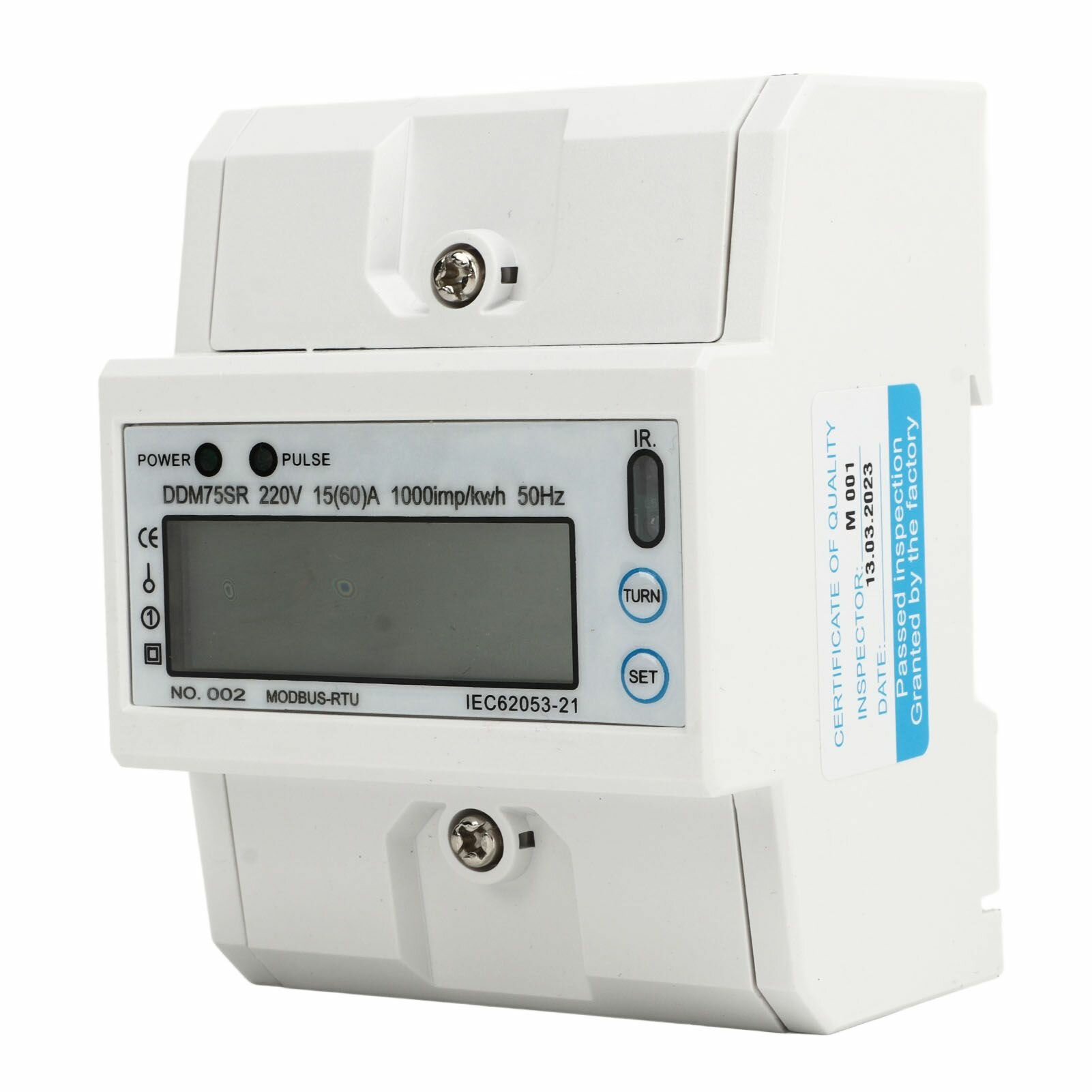 Счетчик энергии 1-фазный RS485 15-60А 220В DIN-рейка