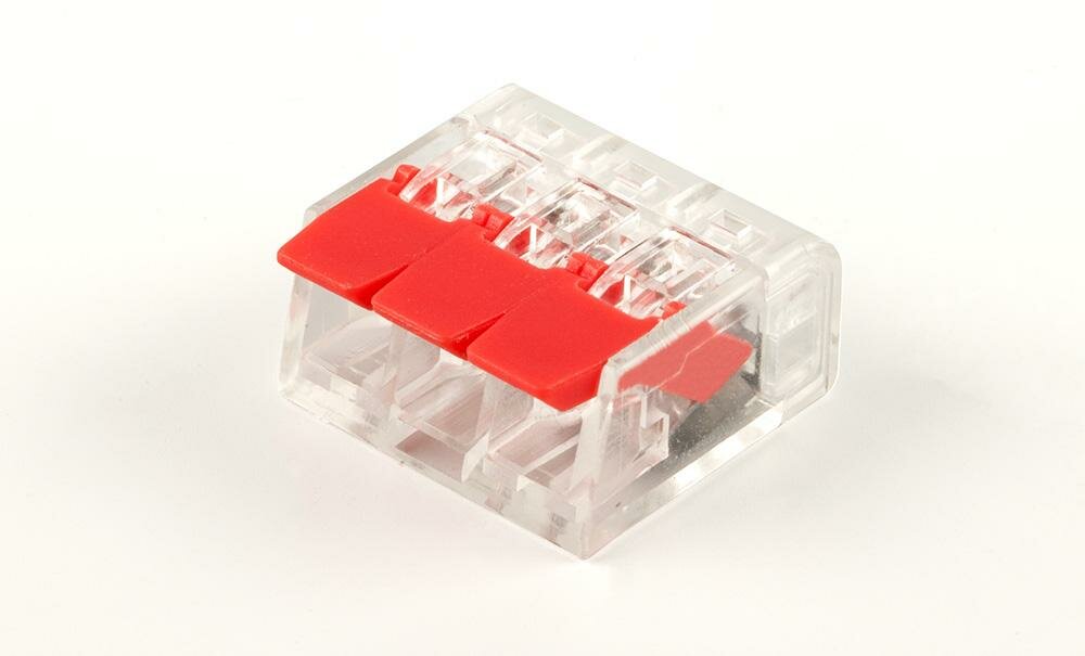 Универсальная компактная клемма 3-проводная STEKKER, LD221-413 (5 штук в упаковке), цвет /Прозрачный, материал /