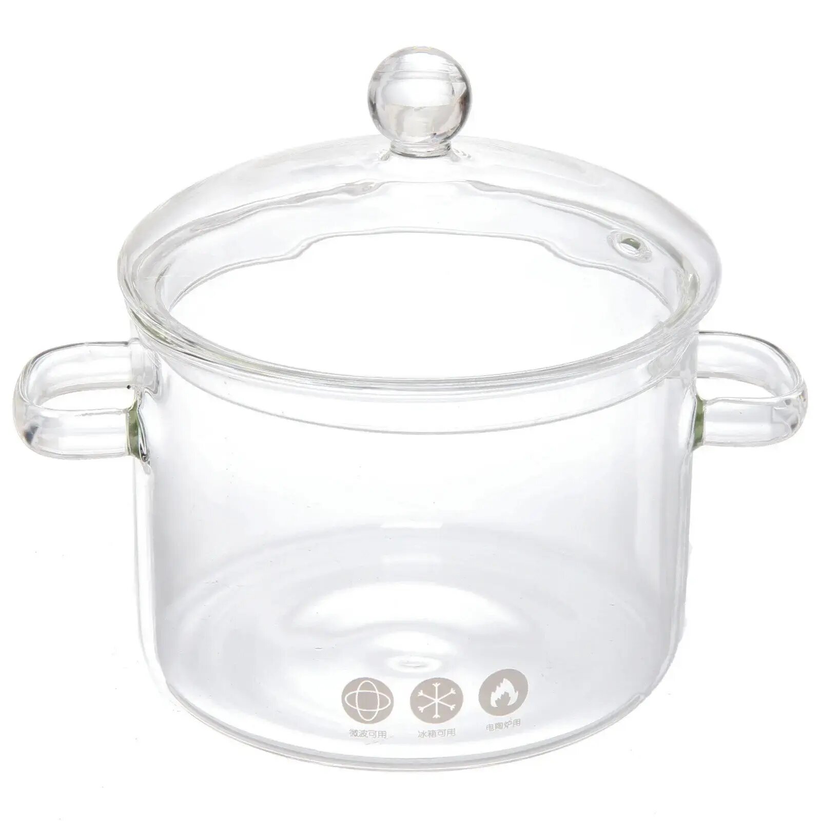 Кастрюля из боросиликатного стекла 1,9л «Хай-Тек», прозрачная, с крышкой и ручками