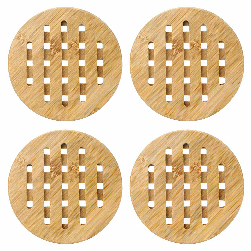 4pcs Bamboo Table Mat Anti-Scald без скольжения чашка чашка теплоизоляция для домашней кухни (круглая форма)