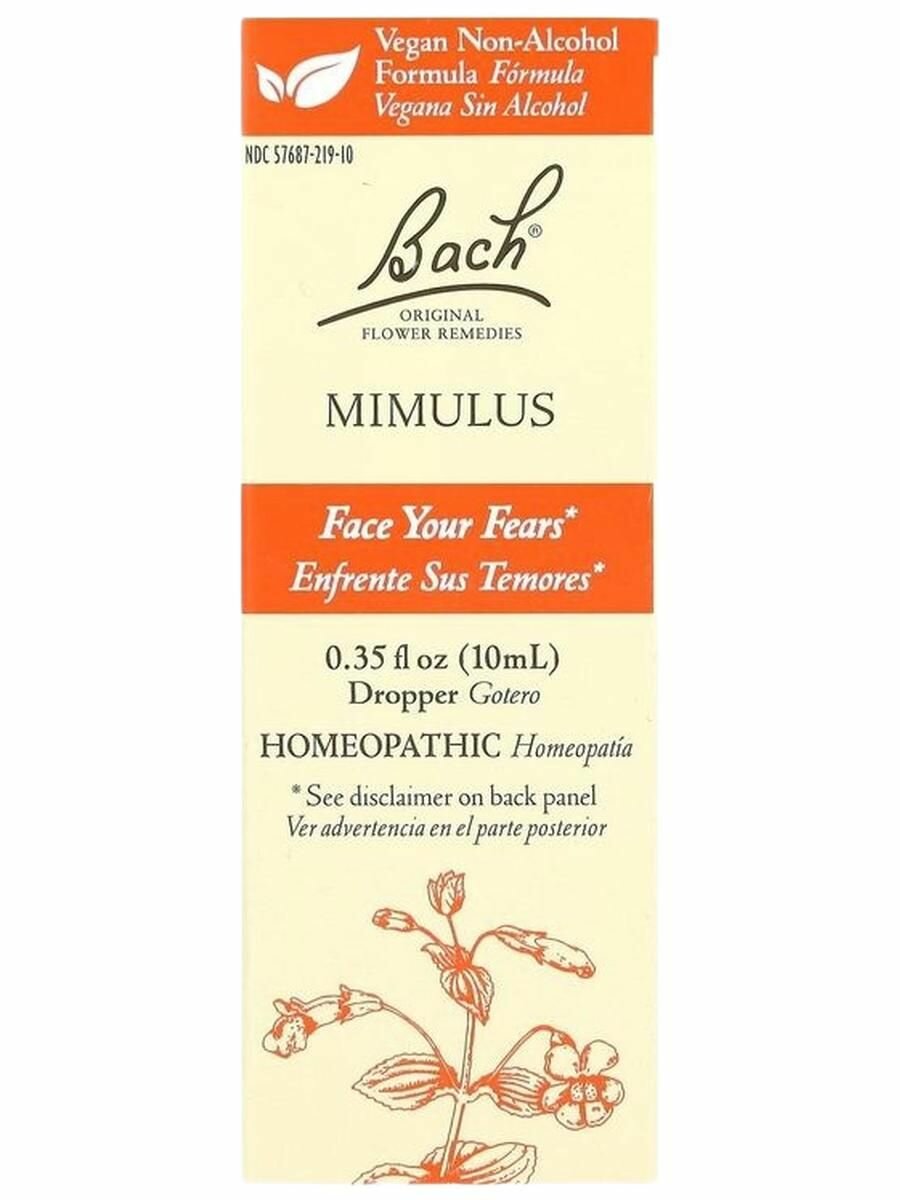 Bach, Original Flower Remedies, мимулюс, против тревожности и стресса, Mimulus, 10мл