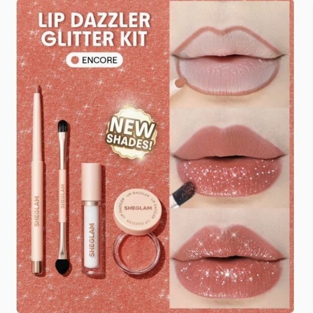 SHEGLAM Набор помад, глиттер/блеск/лайнер для губ