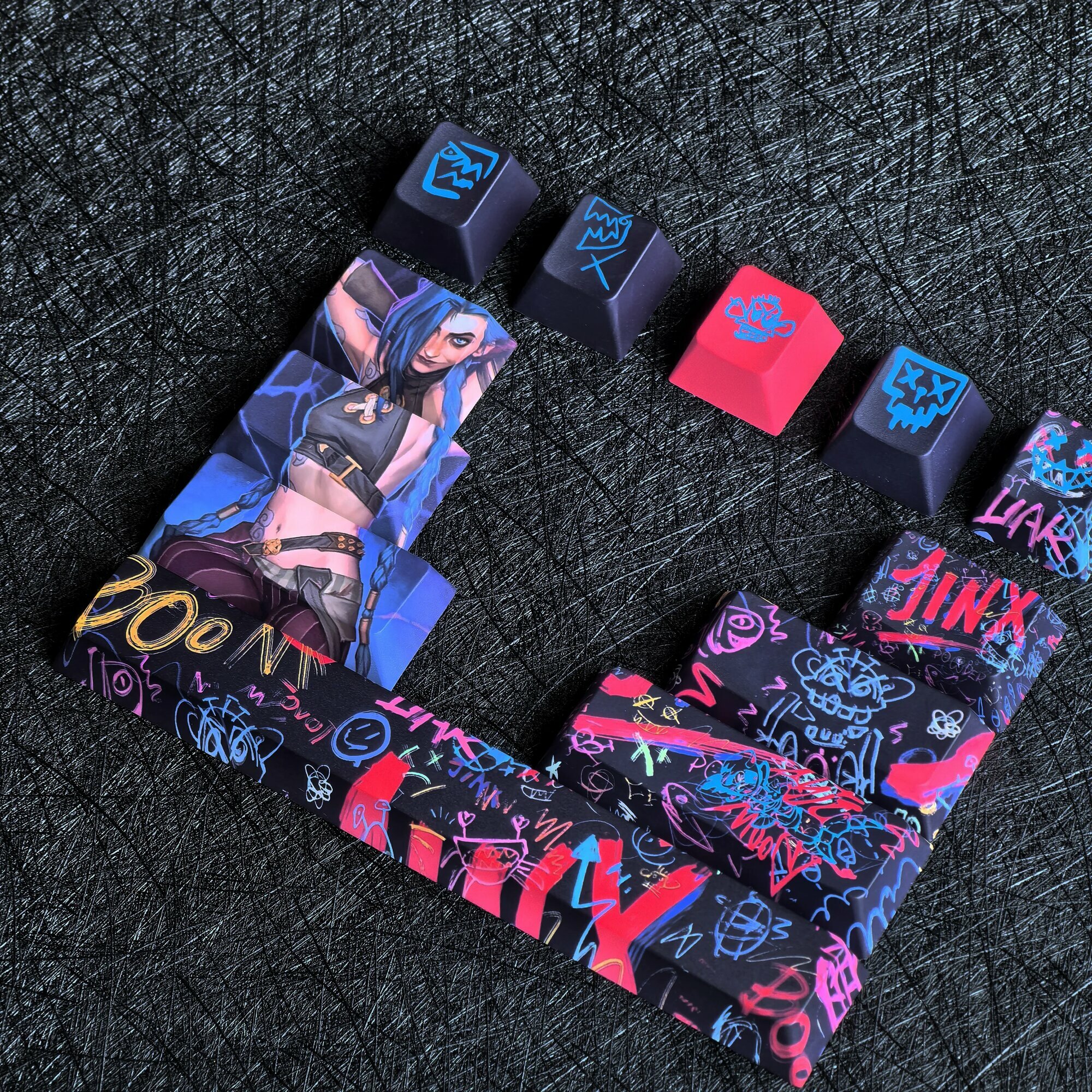 MAIMOOO 123 клавиши JINX Keycap Cherry Graffiti LOL PBT JINX 12 keys