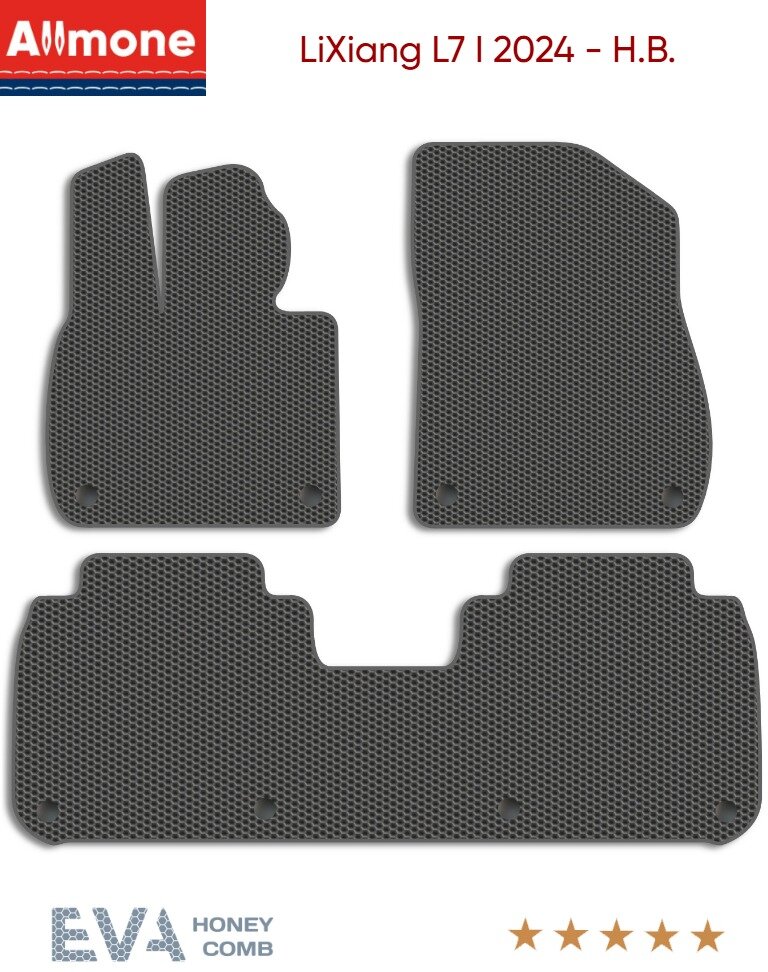 ЭВА коврики для LiXiang L7 1 (Ultra) 2024 - Н. В. задний цельный, серые, eva, влагоустойчивые, 3шт / Ликсианг