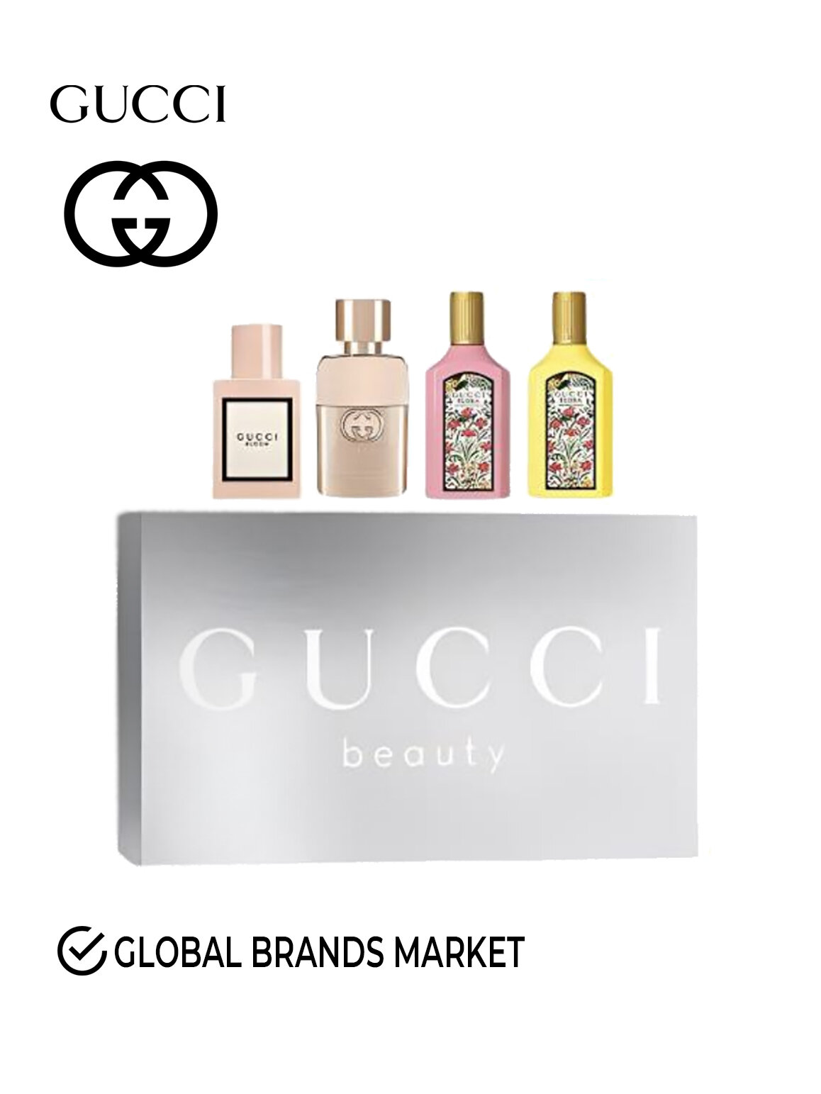 Набор ароматов Gucci EDP: Gucci Bloom 5мл, Gucci Guilty 5мл, Flora Gorgeous Gardenia 5мл, Flora Gorgeous Orchid 5мл