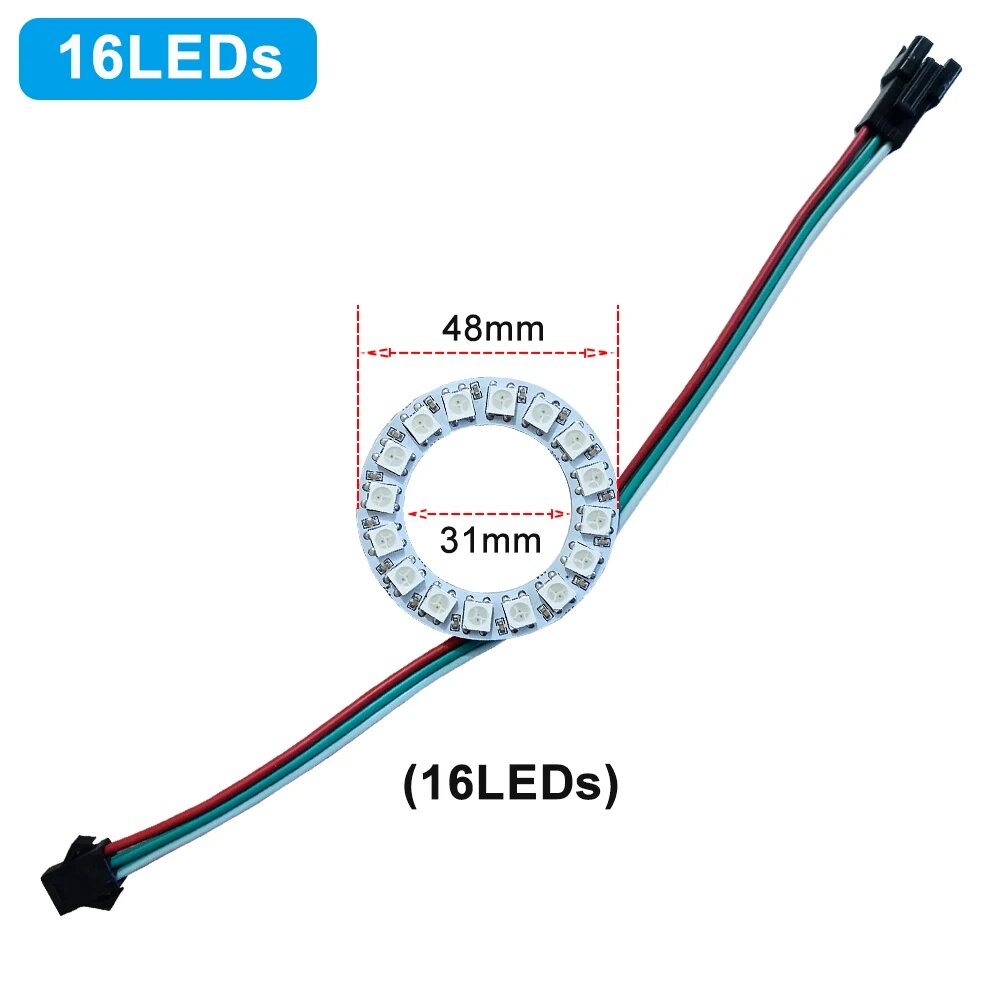 FUNZENXIN RGB Круглые светодиодные модули 16LEDs White, DC5V WS2812