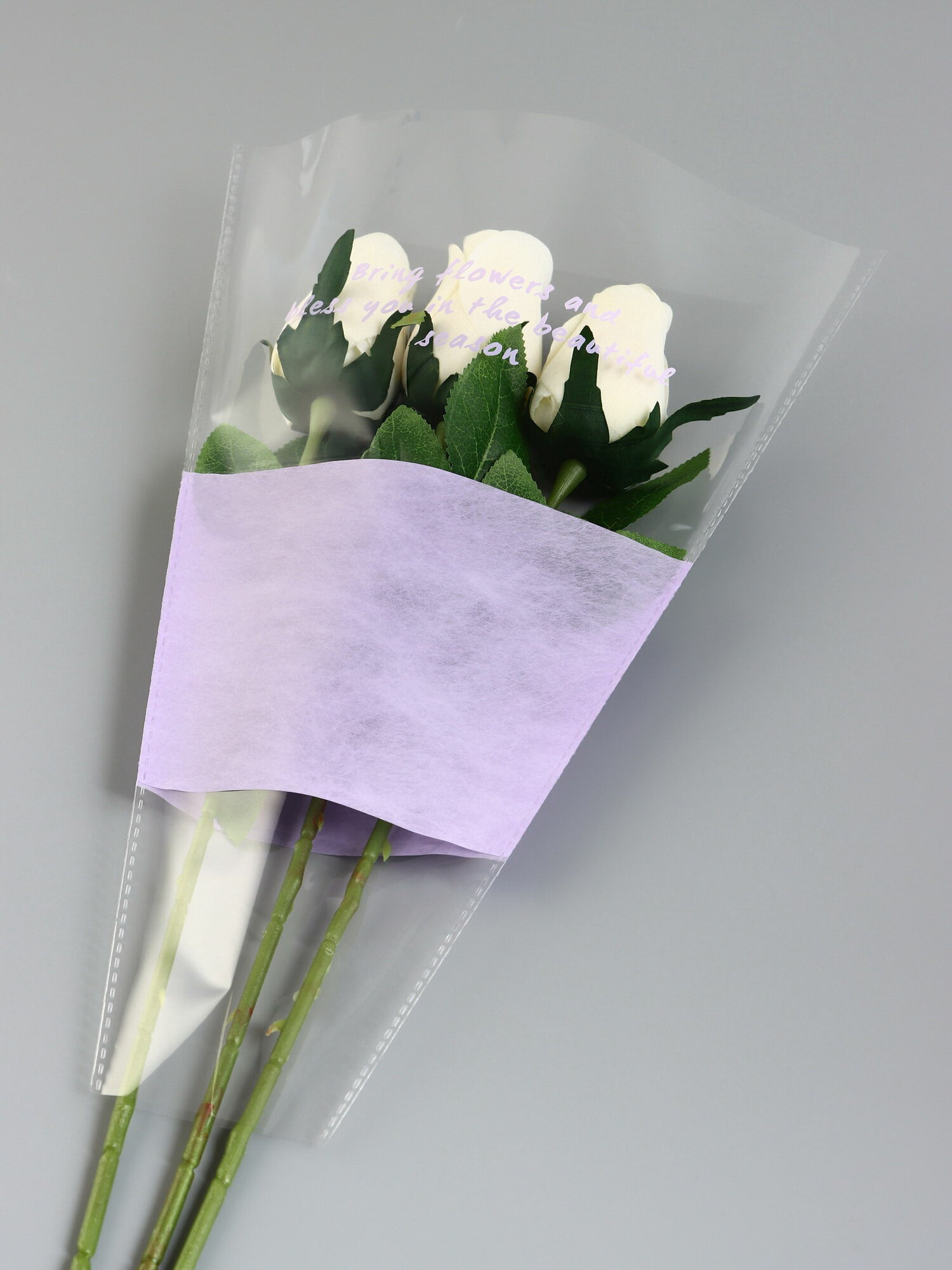 Пакет конус для цветов, с нетканым материалом, 26+7x37 см, лиловый, 20 шт.