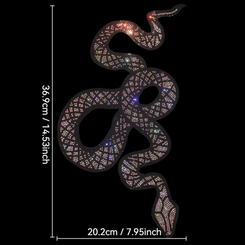 Змея со стразами тканевая нашивка