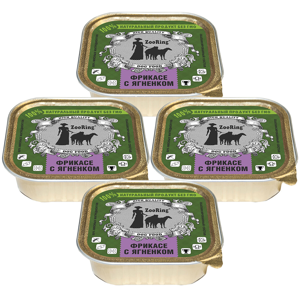 ZOORING для взрослых собак паштет с фрикасе из ягненка (100 гр х 4 шт)