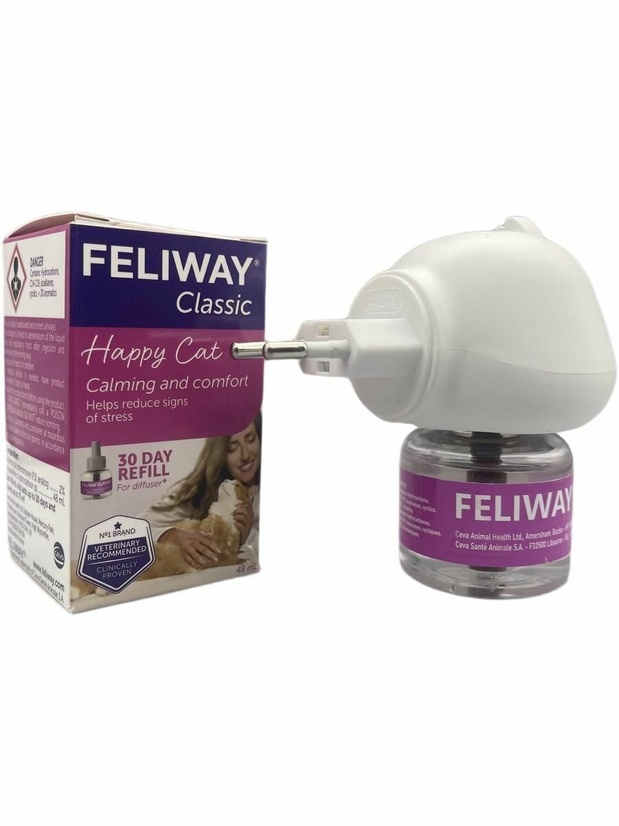 Феромоны корректор поведения для кошек Feliway Classic, набор диффузор с флаконом, 48 мл - 1 упаковка