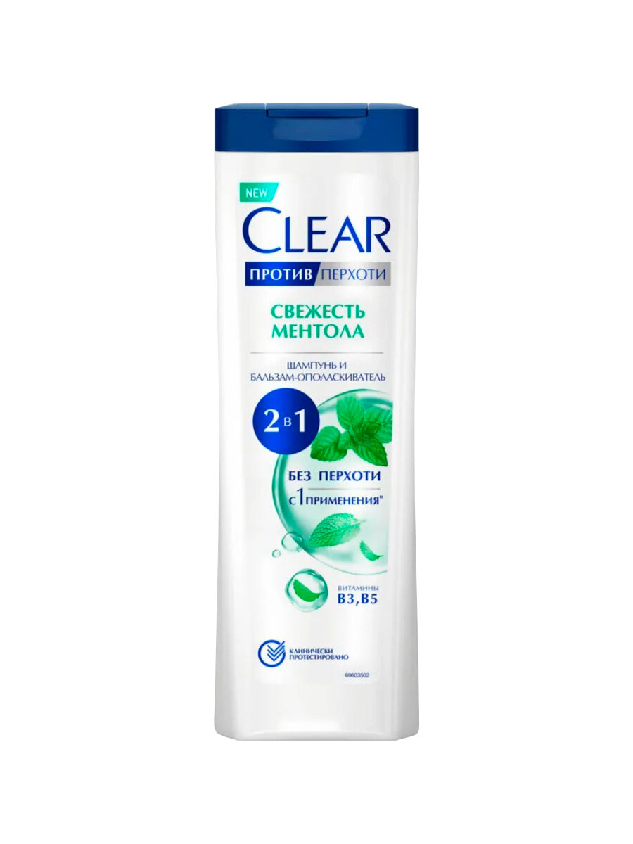 Шампунь CLEAR "Свежесть ментола", против перхоти, для всех типов волос, 380 мл