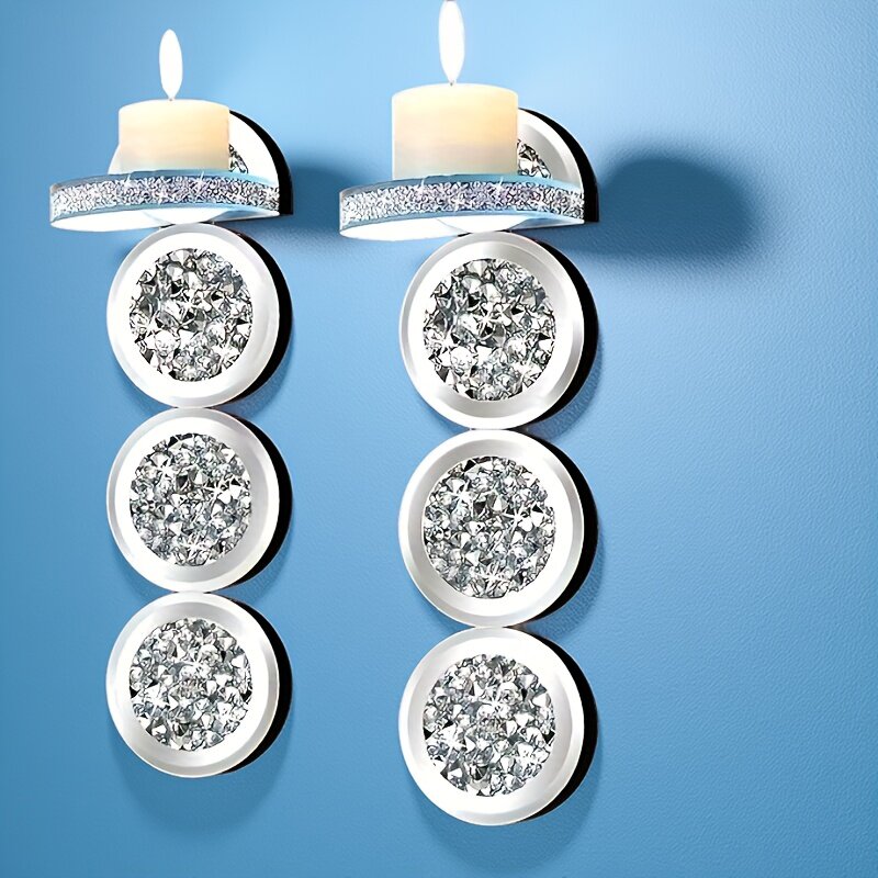 2 кристальные лампы-бра с эффектом разбитого алмаза, круглые подсвечники из стекла для настенного декора