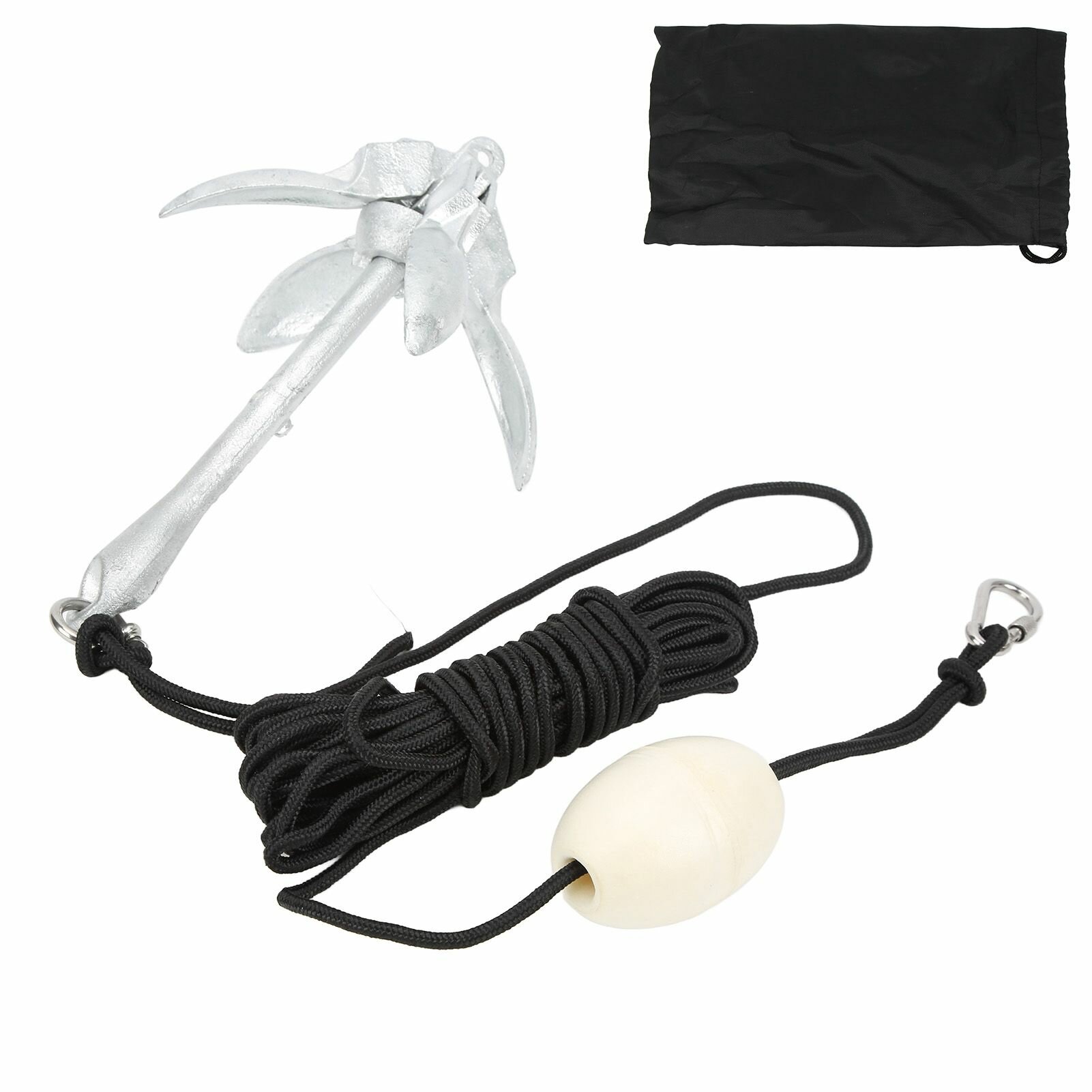 4-зубчатый складной якорь 3,5 фунта с набором канатов 25 футов, портативный для морских парусных лодок, каяков, каноэ, водных транспортных средств