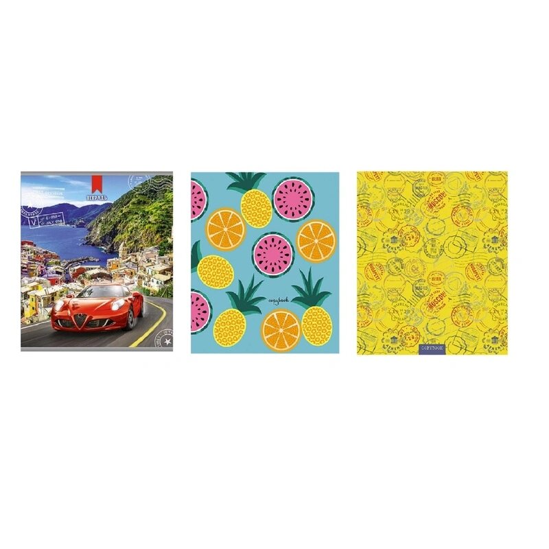 Тетрадь общая А5,96л, линия, скреп, обл. карт. в асс. С2553-45/47/49