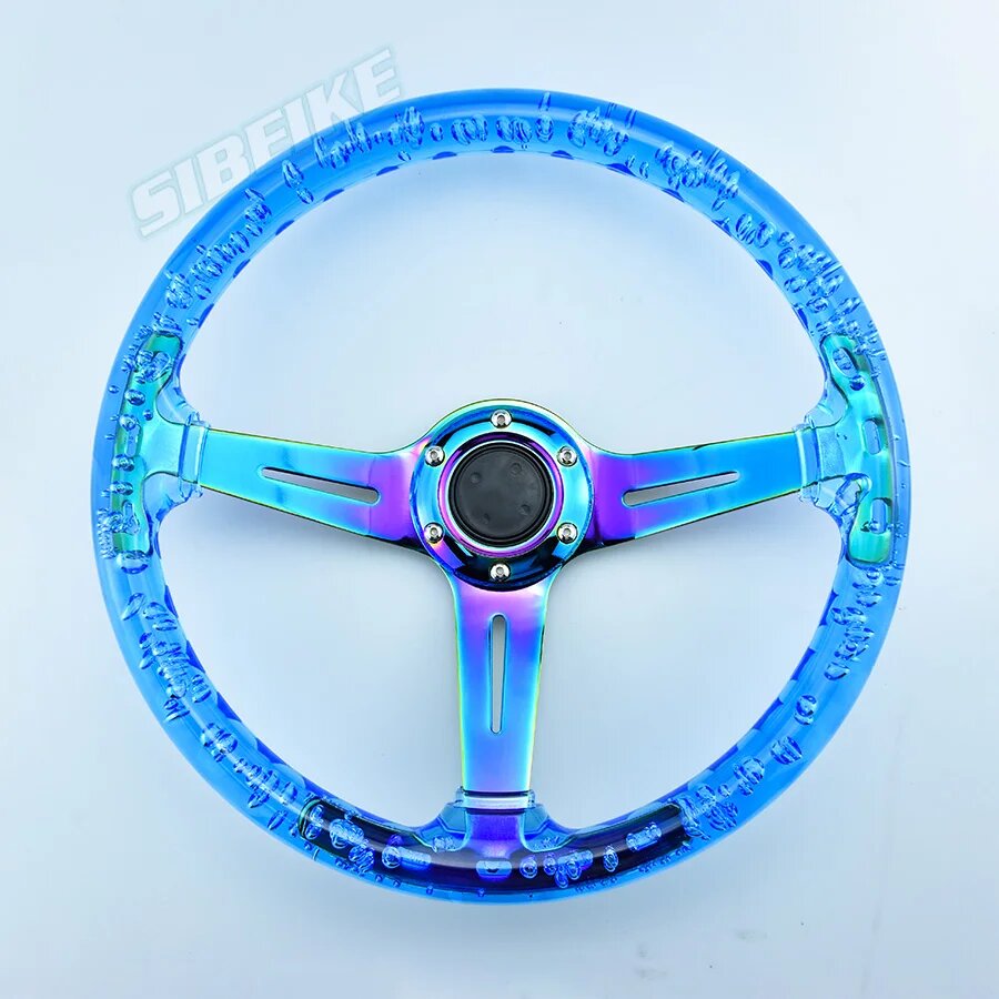 Универсальное прозрачное фиолетовое Спортивное акриловое рулевое колесо 14 дюймов Спортивное Рулевое колесо для гонок, blue