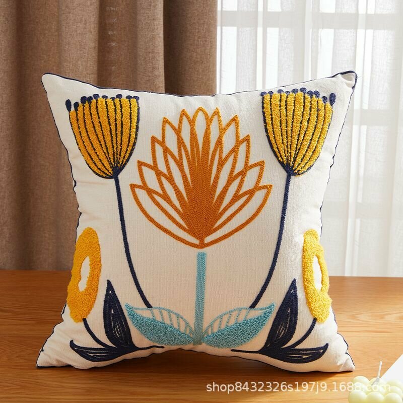 Вышитая наволочка в американском пасторальном стиле 45*45cm （no filling）