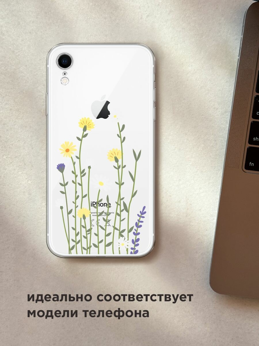 Чехол на Apple iPhone XR / Айфон XR с принтом "Пучок полевых цветов", прозрачный — фото 1