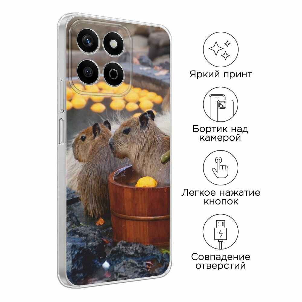 Чехол на Honor X7c / Хонор X7c с принтом "Капибары отмокают" — фото 1