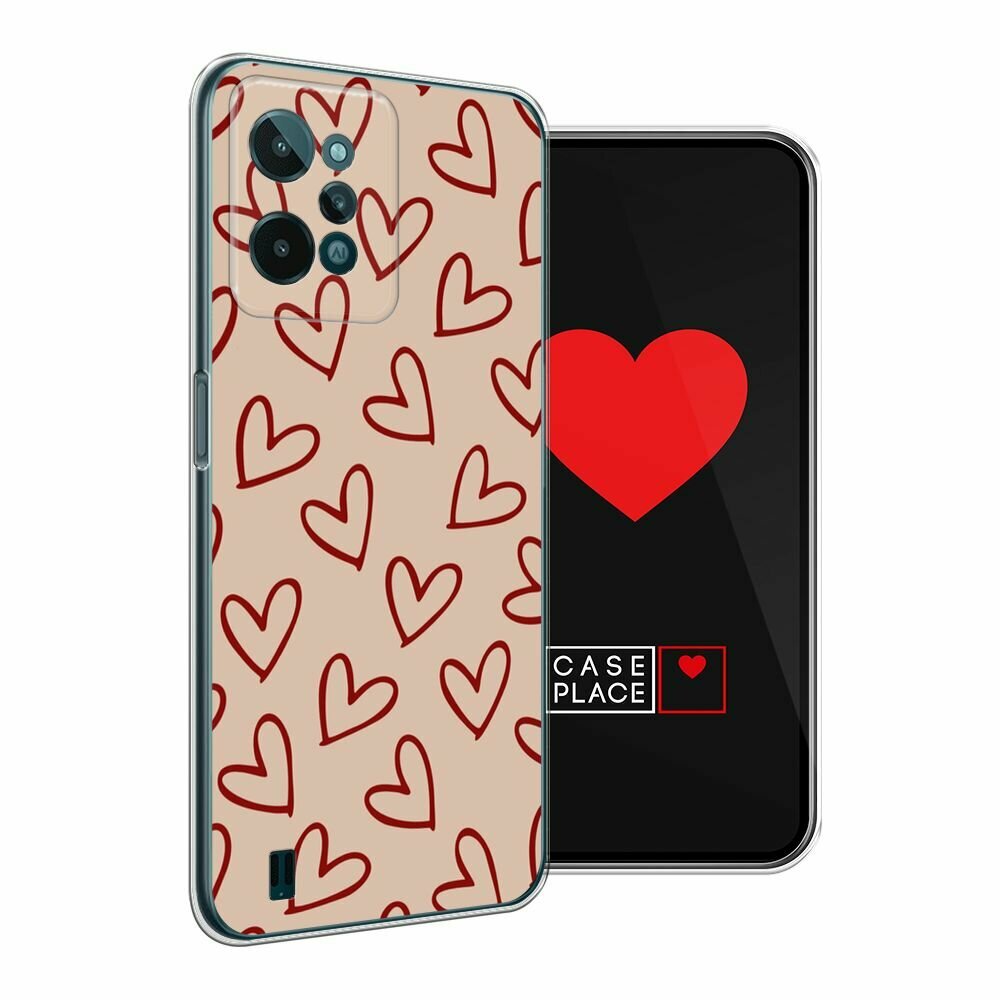 Чехол на Realme C31 / Реалми C31 с принтом "Little hearts doodles 1 - 14 февраля" — фото 1