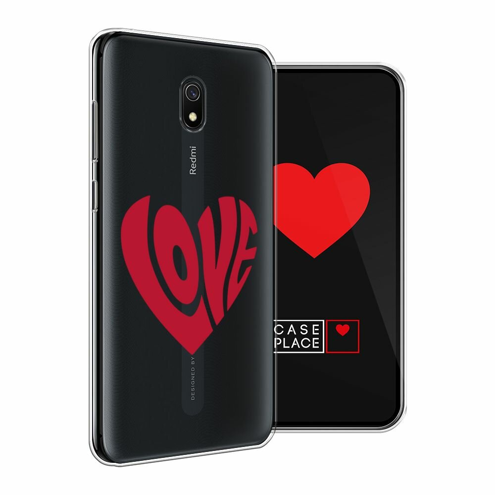 Чехол на Xiaomi Redmi 8A / Сяоми Редми 8А с принтом "Love heart 2 - 14 февраля", прозрачный — фото 1
