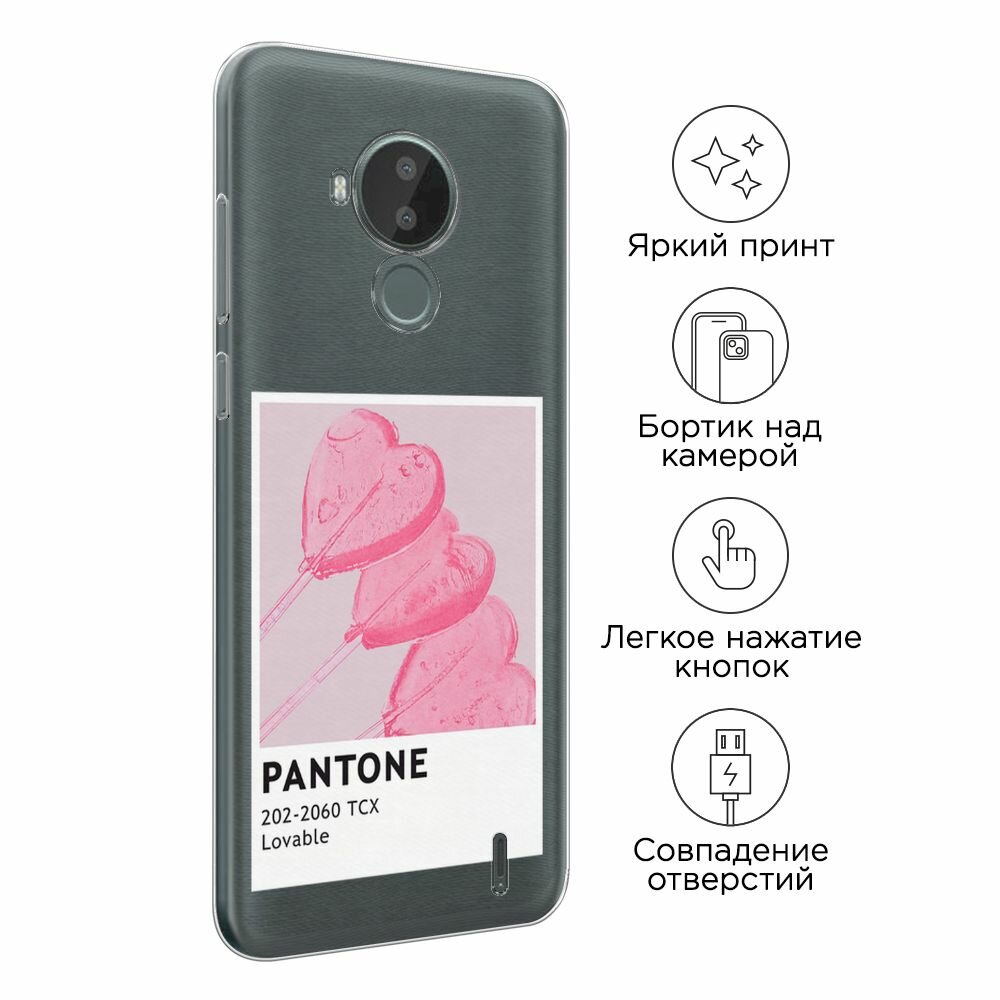 Чехол на Nokia C30 / Нокия C30 с принтом "Pantone Lovable 2 - 14 февраля", прозрачный — фото 1