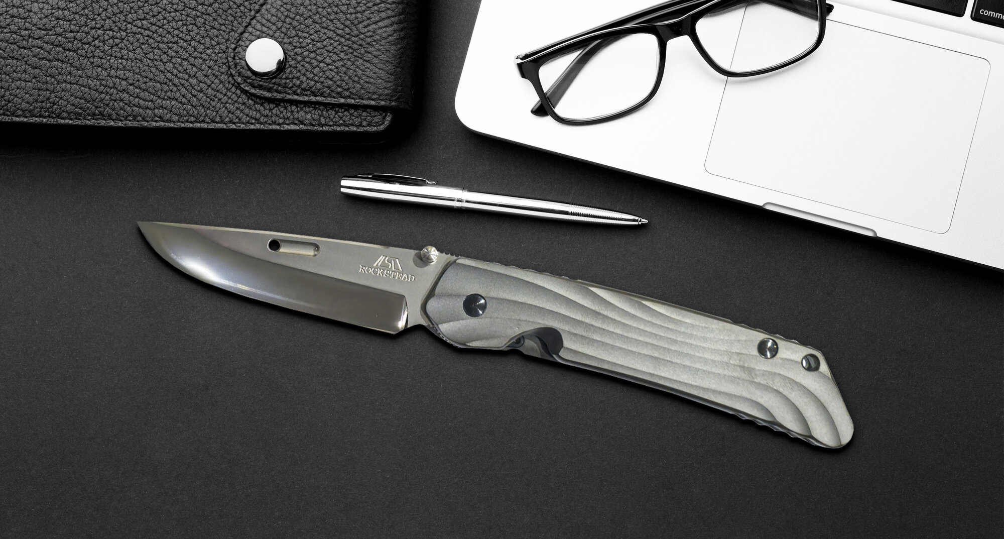 Нож складной ROCKSTEAD, длина клинка 8,9 см, длина ножа 21,4 см, сталь ZDP-189, рукоять Titanium, ручная работа, Япония