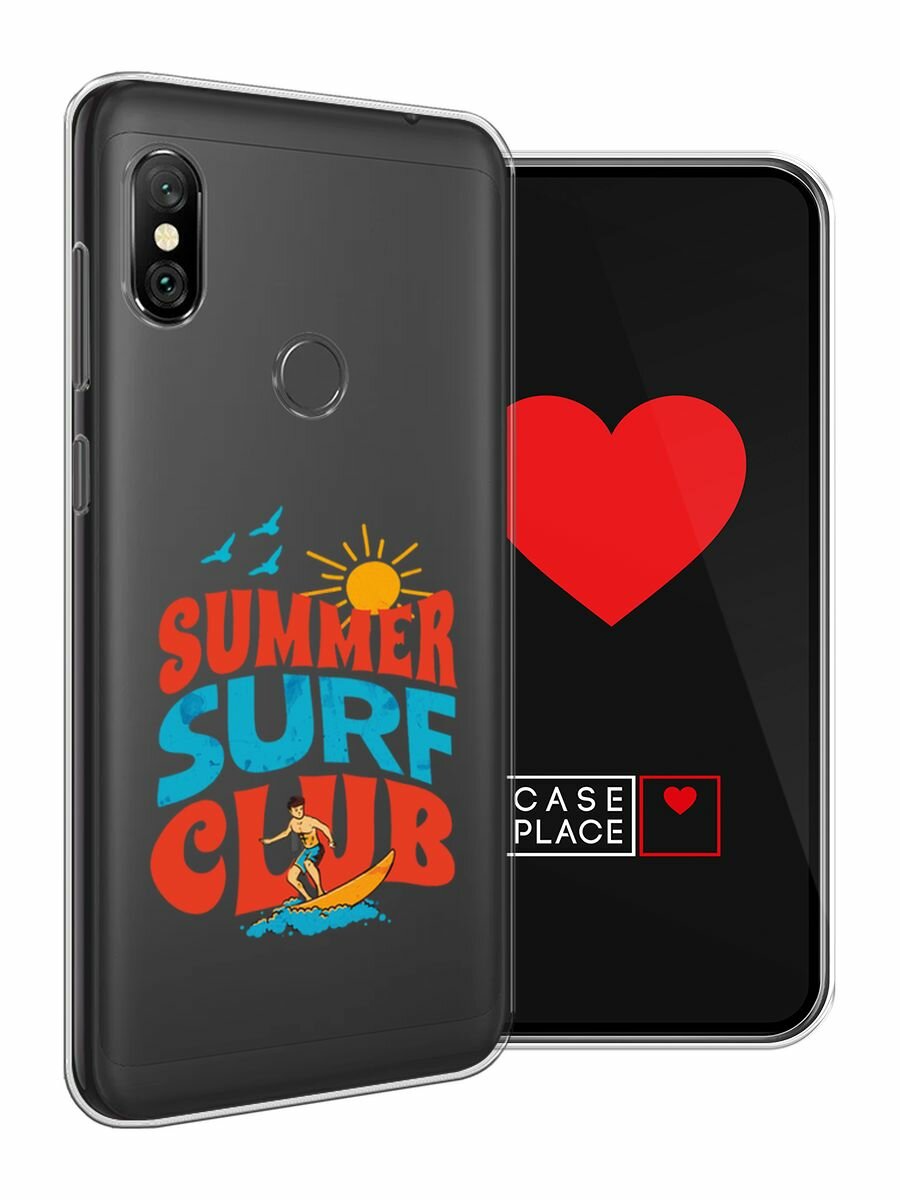 Чехол на Xiaomi Redmi Note 6 Pro / Сяоми Редми Нот 6 Про с принтом "Summer surf club", прозрачный — фото 1
