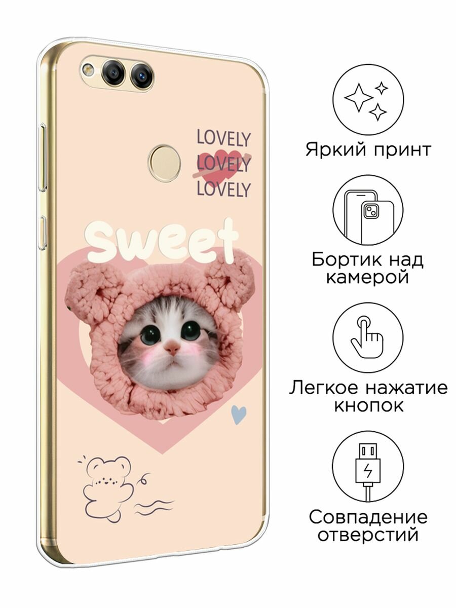 Чехол на Honor 7X / Хонор 7Х с принтом "sweet lovely kitten 1" — фото 1