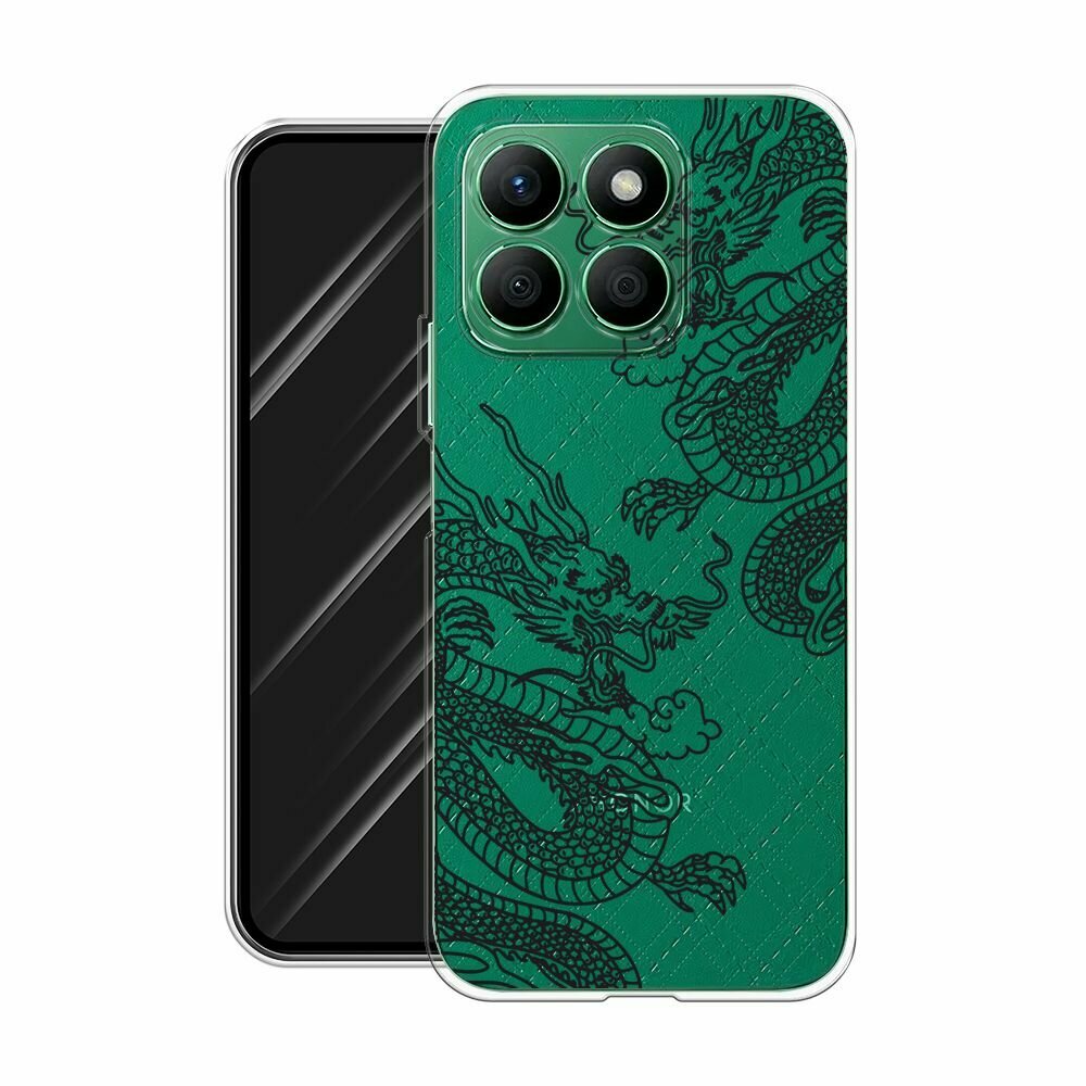 Чехол на Honor X8B / Хонор X8B с принтом "Два китайских дракона", прозрачный — фото 1