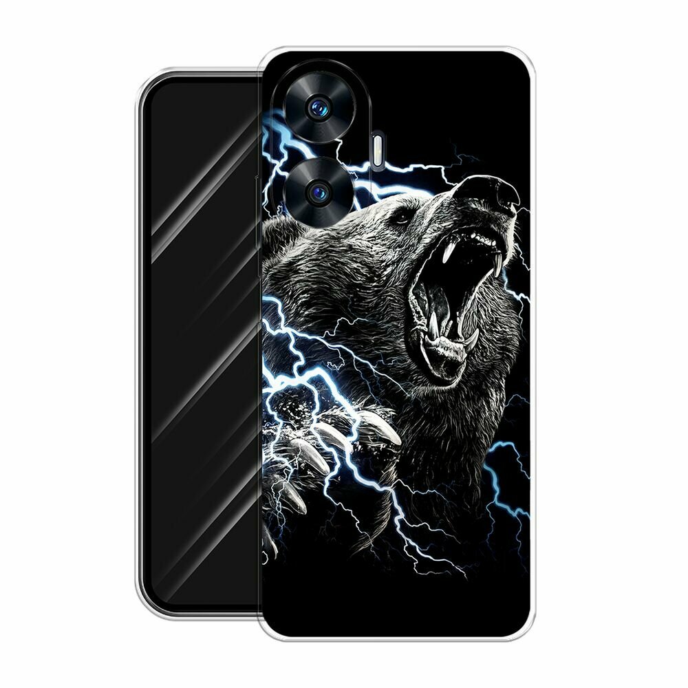 Чехол на Realme C55 / Реалми C55 с принтом "Гроза и медведь" — фото 1