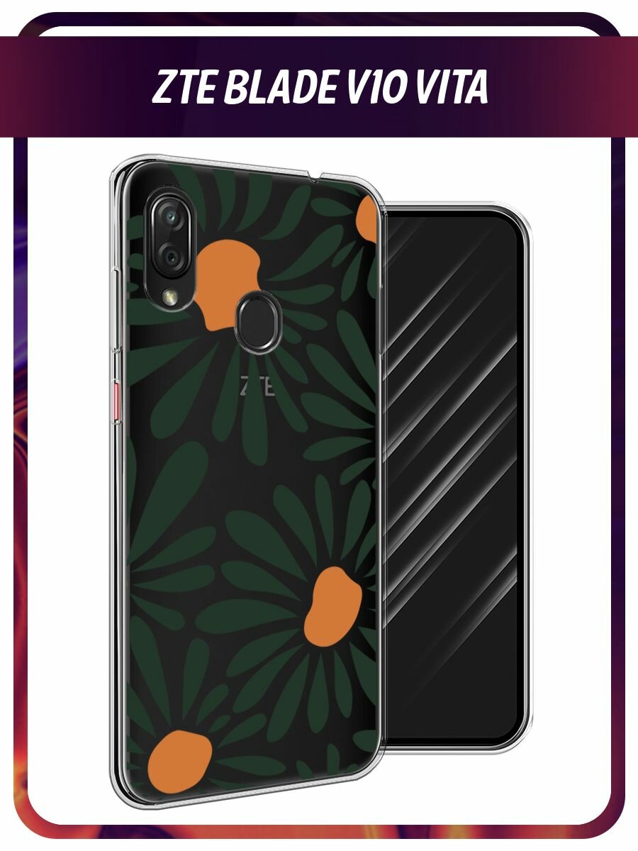 Чехол на ZTE Blade V10 Vita / ЗТЕ Блейд V10 Вита с принтом "Летние цветы рисунок", прозрачный