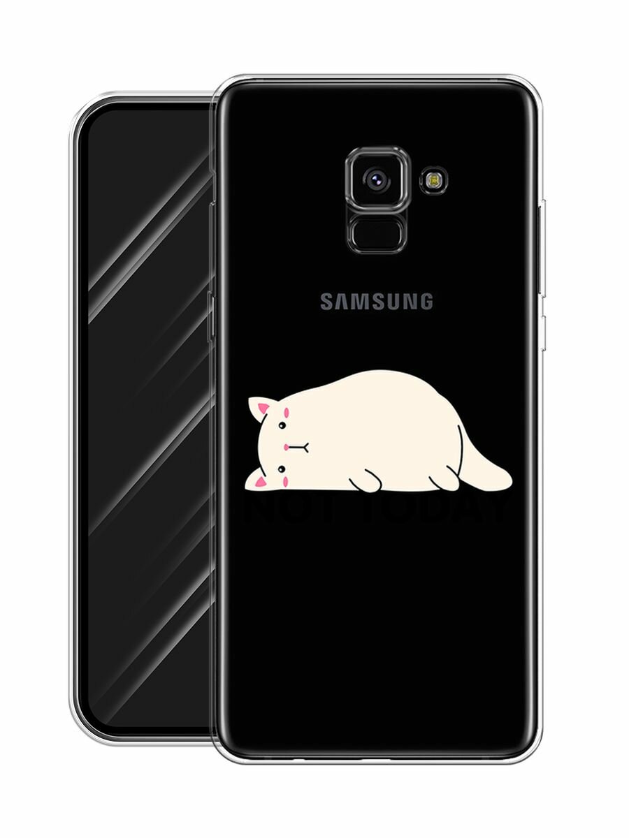 Чехол на Samsung Galaxy A8 + / Самсунг Галакси А8 Плюс 2018 с принтом "Cat not today", прозрачный — фото 1