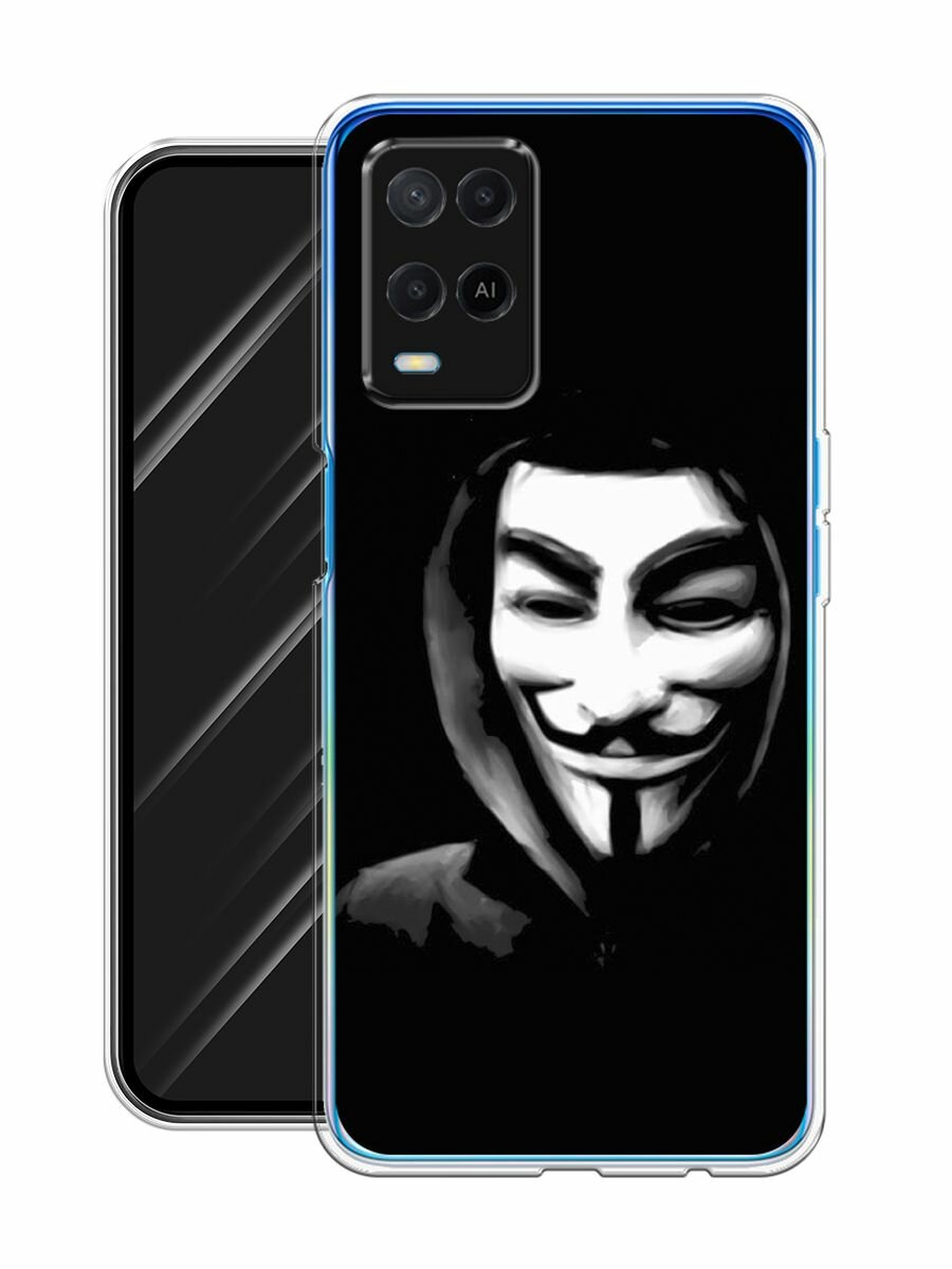 Силиконовый чехол на Oppo A54 / Оппо A54 с принтом "Анонимус" — фото 1