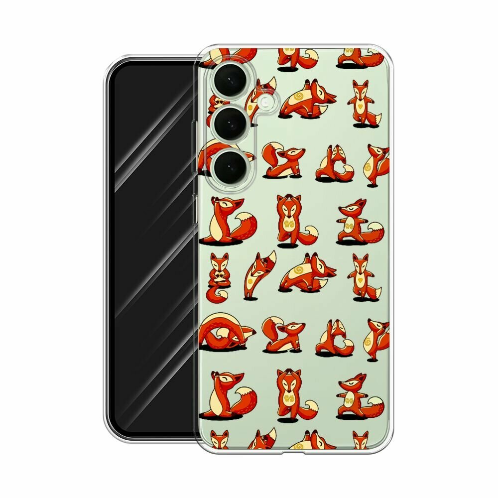 Чехол на Samsung Galaxy S25 Plus / Самсунг S25 Плюс с принтом "Йога для лисы", прозрачный — фото 1
