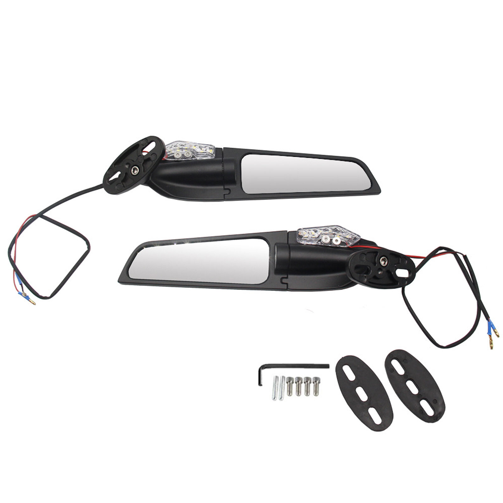 2шт Мотоцикл Модифицированный Ветер Поворотное Крыло Универсальное Зеркало Заднего Вида Спойлер с Поворотом на 90 ° Регулируемые Боковые Зеркала с Поворотниками