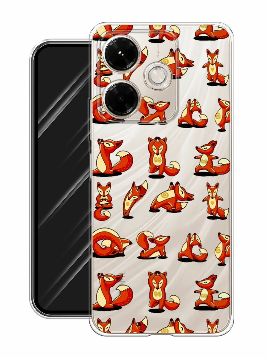 Чехол на Xiaomi Redmi 13X / Сяоми Редми 13X с принтом "Йога для лисы", прозрачный — фото 1