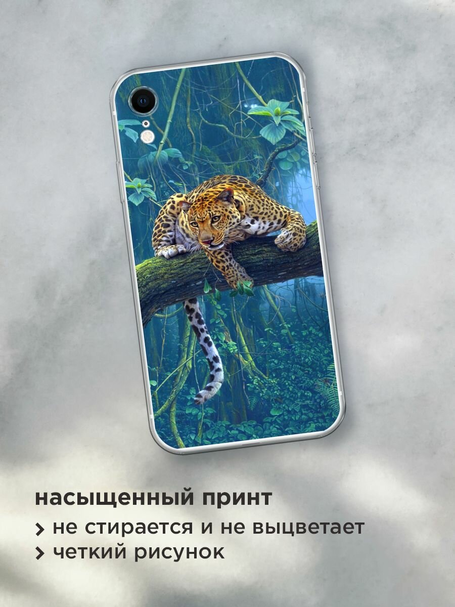 Чехол на Apple iPhone XR / Айфон XR с принтом "Леопард охотник" — фото 1