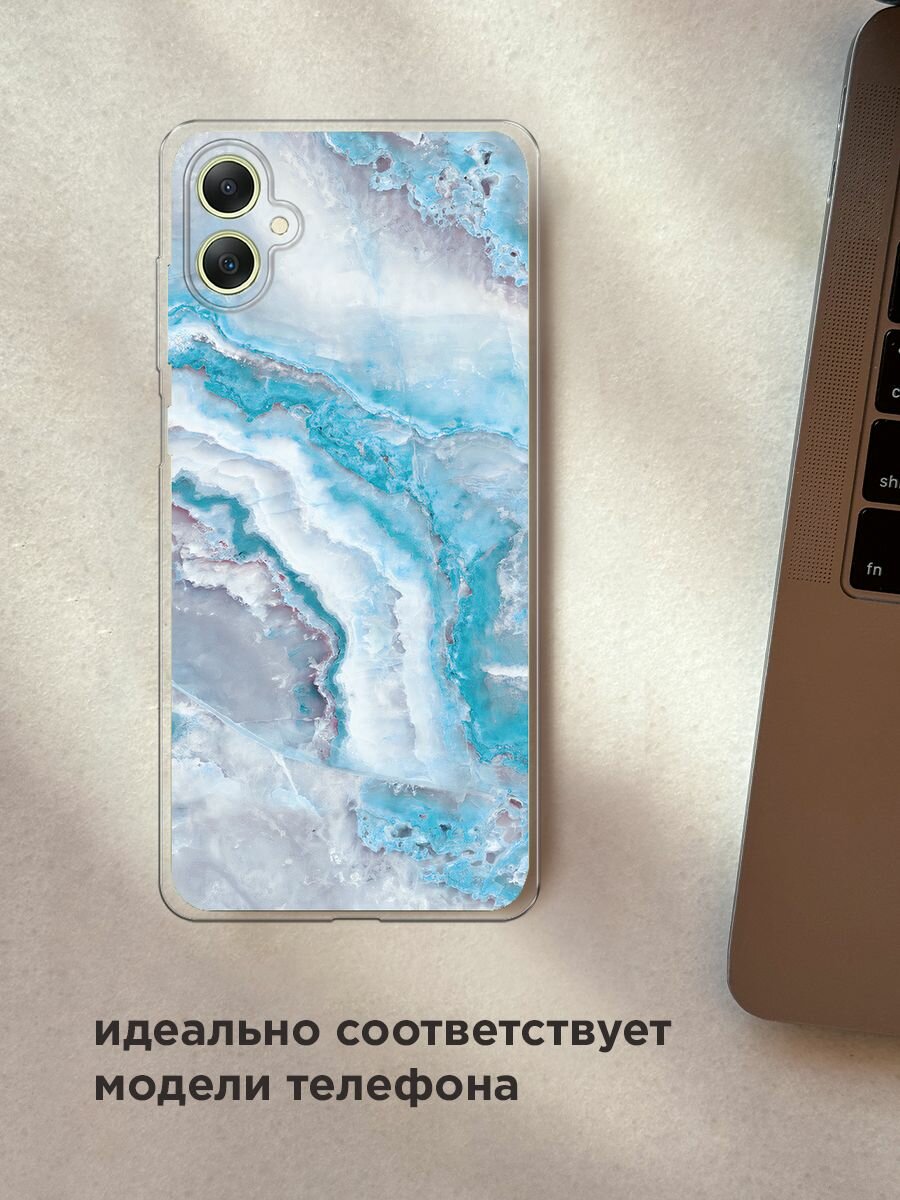 Чехол на Samsung Galaxy A06 / Самсунг Галакси А06 с принтом "Нежно-голубой мрамор" — фото 1