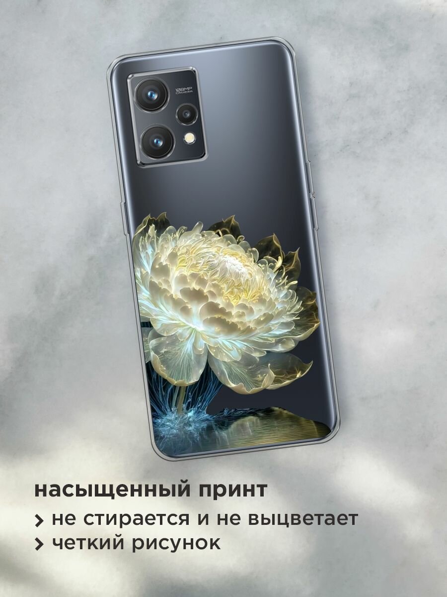 Чехол на Realme 9 4G/9 Pro Plus / Реалми 9 4G/9 Pro Plus с принтом "Китайский лотос", прозрачный — фото 1