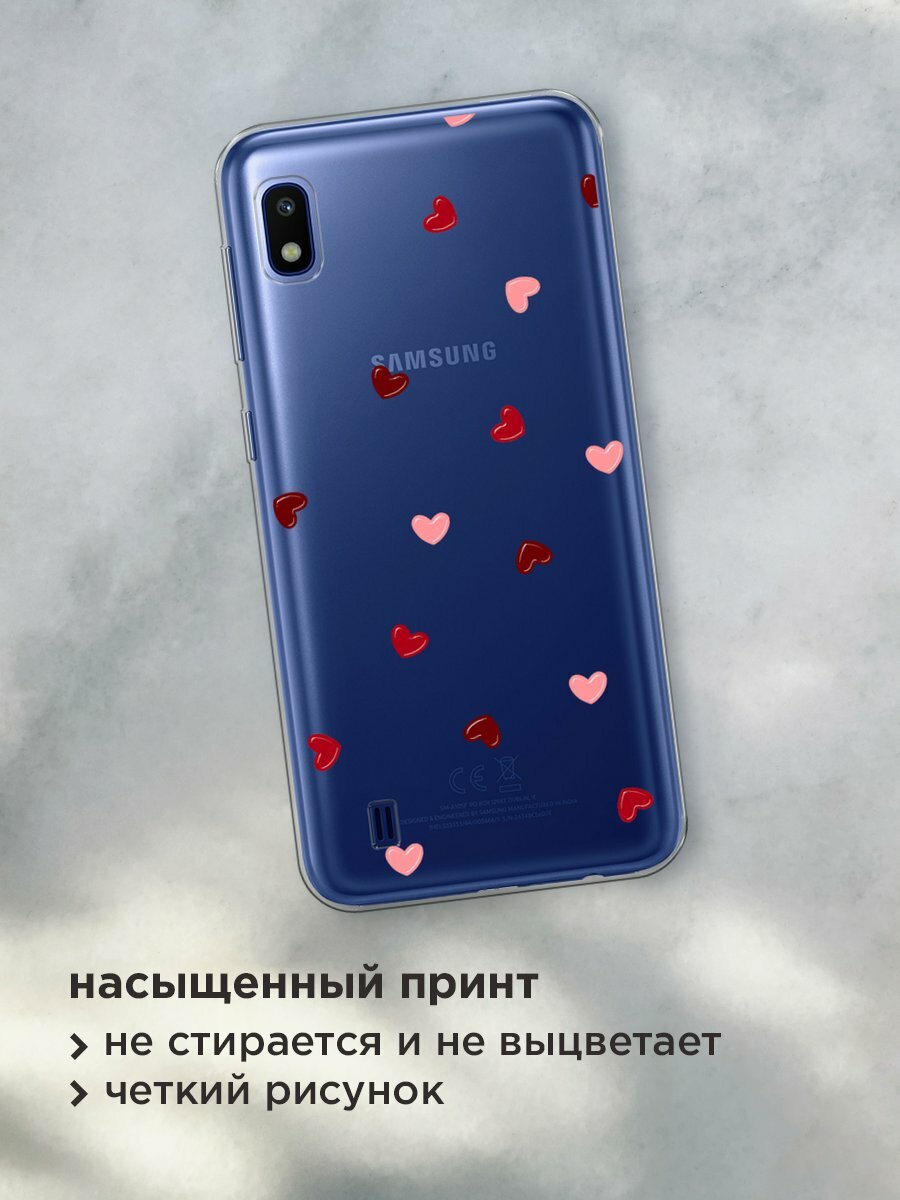 Чехол на Samsung Galaxy A10 / Самсунг Галакси А10 с принтом "Бордовые сердечки 2" — фото 1
