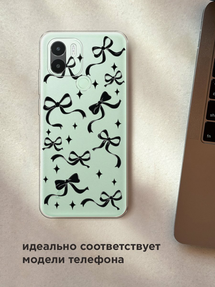 Чехол на Xiaomi Redmi A1+/Redmi A2+/Poco C51/C50 / Редми A1+ с принтом "Милые чёрные бантики 4" — фото 1