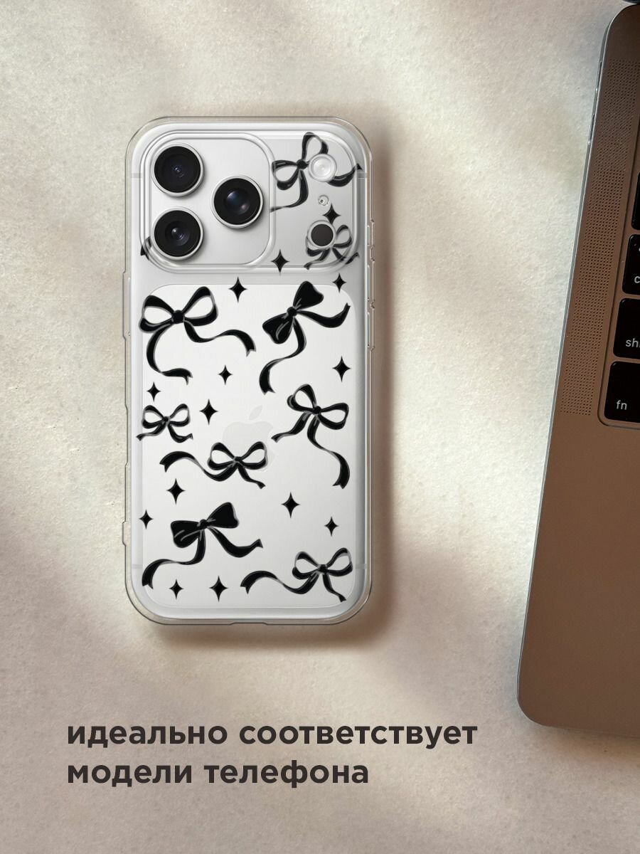 Чехол на Apple iPhone 17 Pro / Айфон 17 Про с принтом "Милые чёрные бантики 4" — фото 1