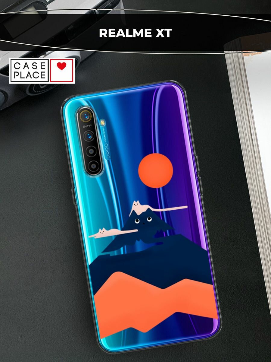 Чехол на Realme XT / Реалми XT с принтом "Кот-гора", прозрачный